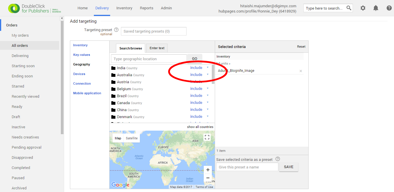 How to Geo Target Google Ad Manager Line Items?